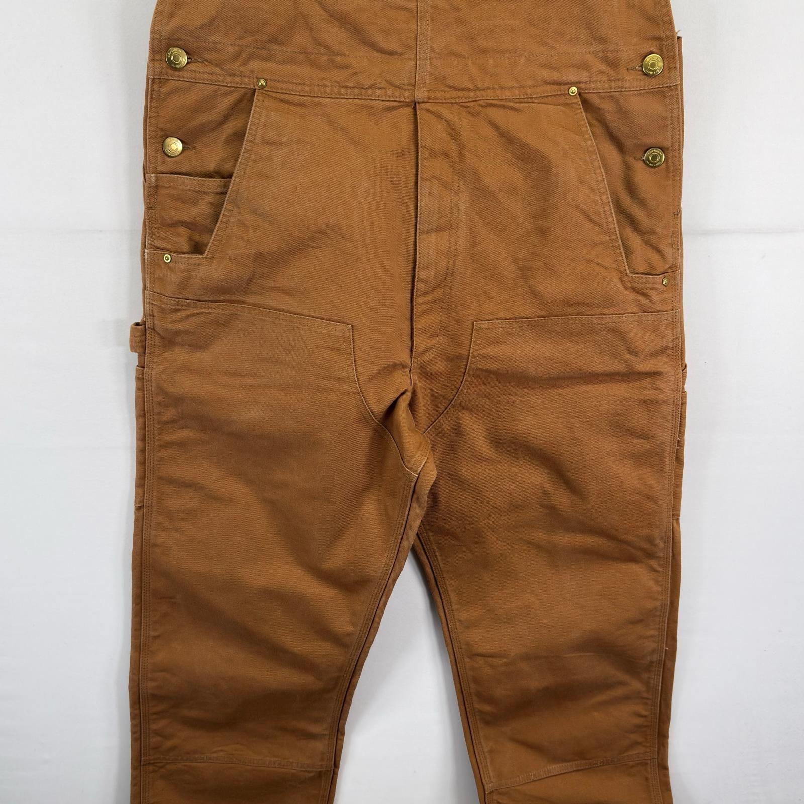古着 カーハート Carhartt ダック オーバーオール ワンポイントロゴ 胸