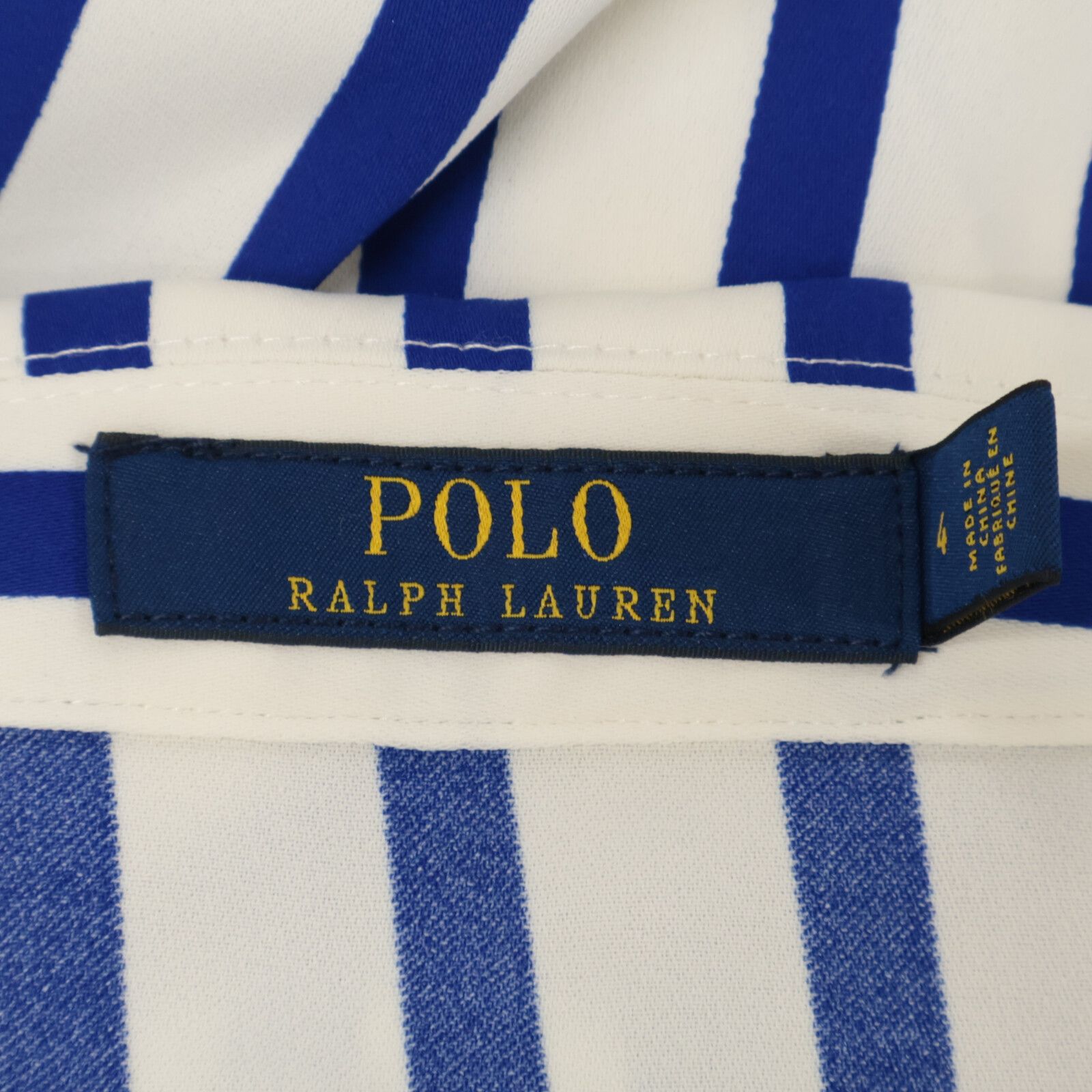 POLO RALPH LAUREN ポロ ラルフローレン ﾌﾞﾙｰ×ﾎﾜｲﾄ ｽﾄﾗｲﾌﾟﾛﾝｸﾞｶﾞｳﾝｺｰﾄ