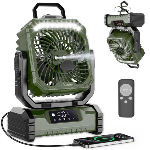 キャンプ扇風機 アウトドアファン 卓上扇風機 充電式 20000mAh 大容量バッテリー最大65時間連続使用 強風4段階調節 自動首振り リモコン キャンプ扇風機20000mAh大容量最大46時間連続使用自動首振りアウトドア