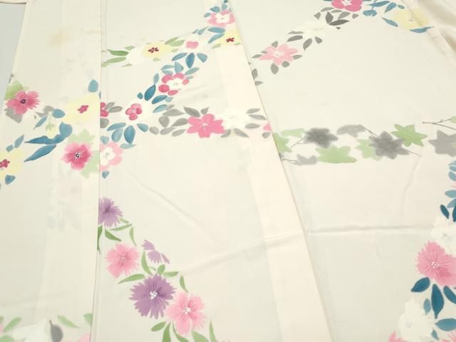 平和屋着物▽上質な小紋 単衣 草花文 金銀彩 正絹 逸品 CABB6922th