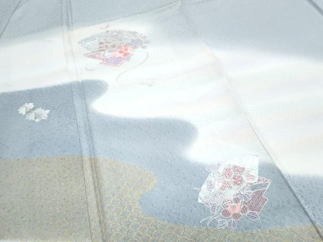 平和屋着物▽中国三大刺繍 スワトウ刺繍 総刺繍 訪問着 扇面花文 暈し