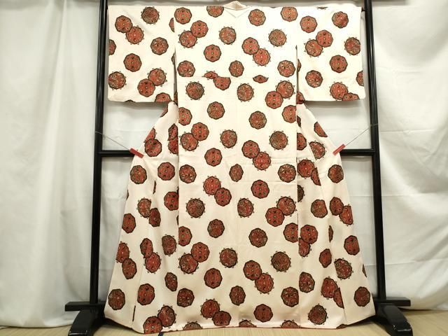 平和屋着物□上質な小紋 花鳥更紗花文 金彩 正絹 逸品 DABA9319qa