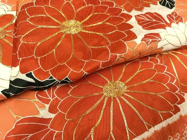 平和屋着物□豪華振袖 駒刺繍 絞り 草花文 金彩 正絹 逸品 AABF0038ph