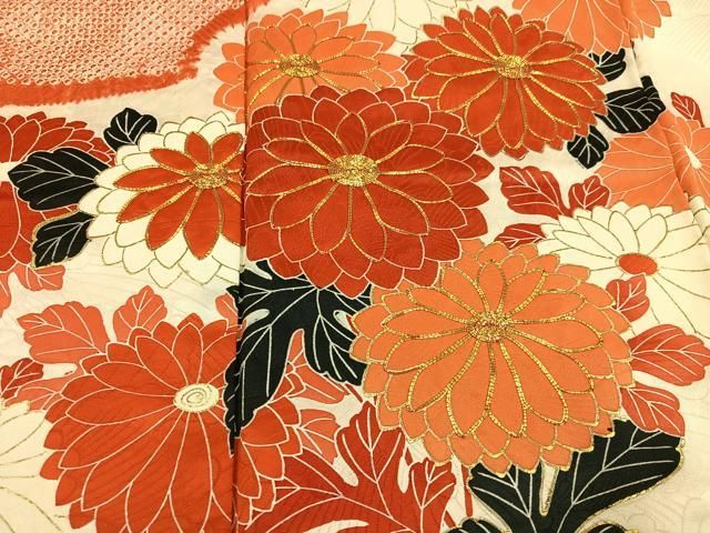 平和屋着物□豪華振袖 駒刺繍 絞り 草花文 金彩 正絹 逸品 AABF0038ph