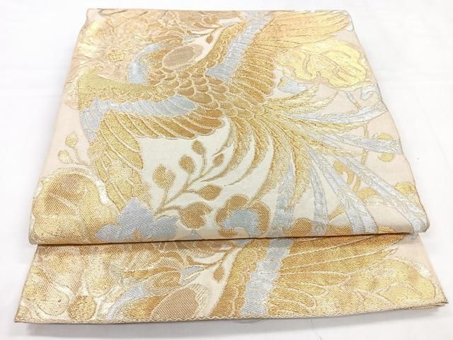 平和屋着物◎六通柄袋帯 更紗花鳥文 金銀糸 正絹 逸品 CABB1060nb