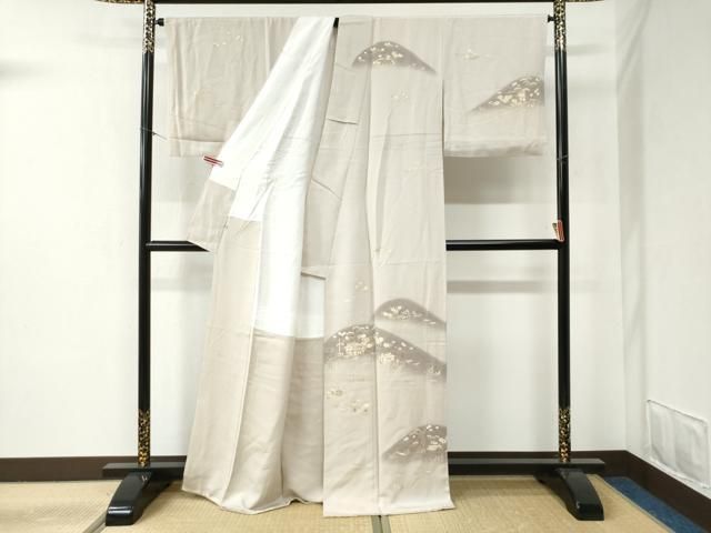 平和屋着物○訪問着 遠山風景草花文 暈し染め 金彩 三越扱い 正絹 逸品