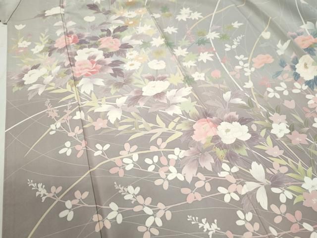 平和屋着物○訪問着 友禅 草花文 暈し染め 正絹 逸品 CABB4553yc