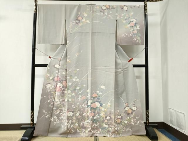 平和屋着物○訪問着 友禅 草花文 暈し染め 正絹 逸品 CABB4553yc