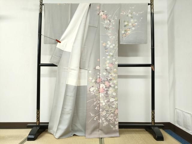 平和屋着物○訪問着 友禅 草花文 暈し染め 正絹 逸品 CABB4553yc