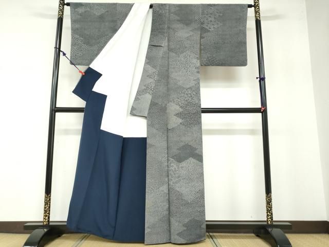 平和屋着物○伝統工芸士 廣瀬雄望 江戸小紋 百柄 松皮菱吉祥草花文