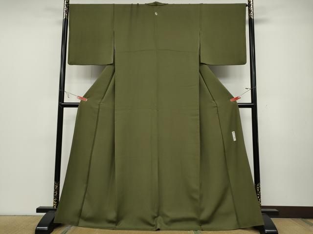 平和屋着物○本加賀友禅作家 毎田仁郎監修 色無地 草花地紋 鶸茶色