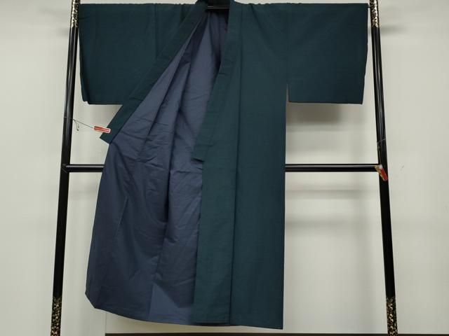 平和屋着物○男性 紬 アンサンブル 色無地 褐返色 正絹 逸品