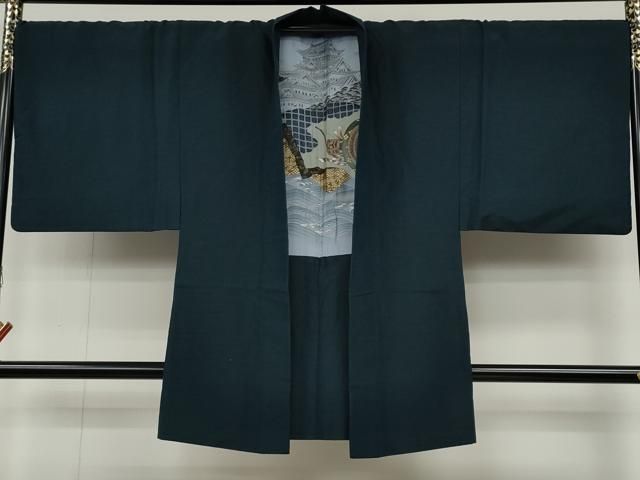 平和屋着物○男性 紬 アンサンブル 色無地 褐返色 正絹 逸品