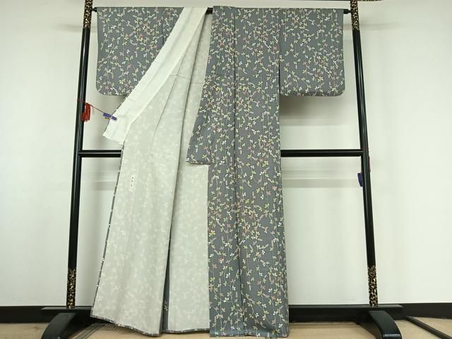 平和屋着物▽上質な小紋 単衣 作家物 萩文 正絹 逸品 AABF3792jh