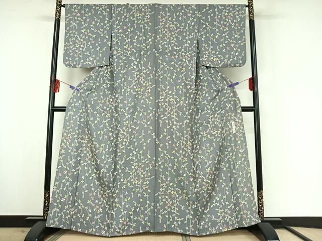 平和屋着物▽上質な小紋 単衣 作家物 萩文 正絹 逸品 AABF3792jh