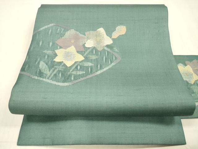 平和屋着物＊夏物 九寸名古屋帯 作家物 草花文 正絹 逸品 DABB3448cm