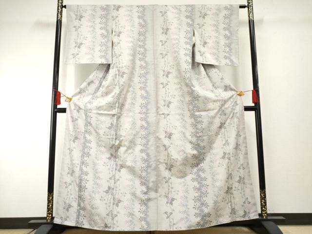 平和屋着物○本場大島紬 白大島 枝花間道 正絹 逸品 未使用 AABF2940cs