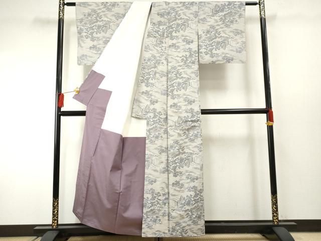 平和屋着物○本場大島紬 総絣 渡り場風景文 正絹 逸品 AABF2945cs