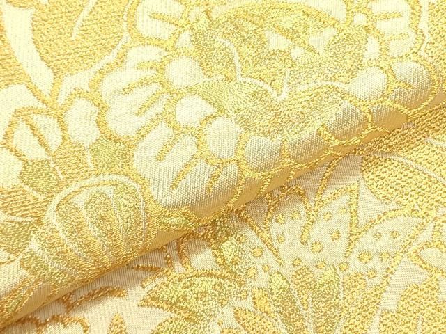 平和屋着物○西陣 川島織物 六通柄 本袋帯 草花 金糸 三越扱い 正絹