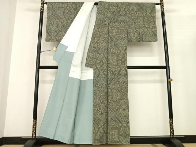 平和屋着物○本場大島紬 一元絣 幾何学文様 正絹 逸品 未使用