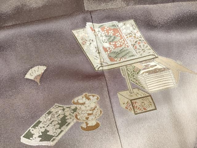 平和屋着物○松尾光琳 訪問着 器物文 銀彩 金通し地 正絹 逸品