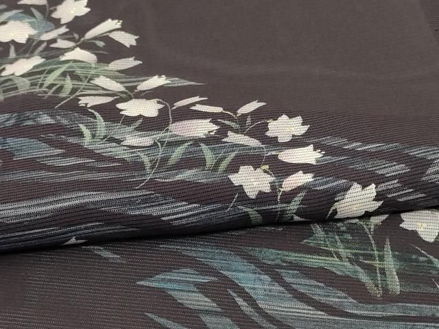 平和屋着物＊夏物 訪問着 絽 手描き 流水草花文 正絹 逸品 AABF2784jd