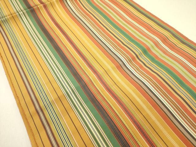 平和屋着物○本場筑前博多織 八寸名古屋帯 縞 正絹 逸品 未使用