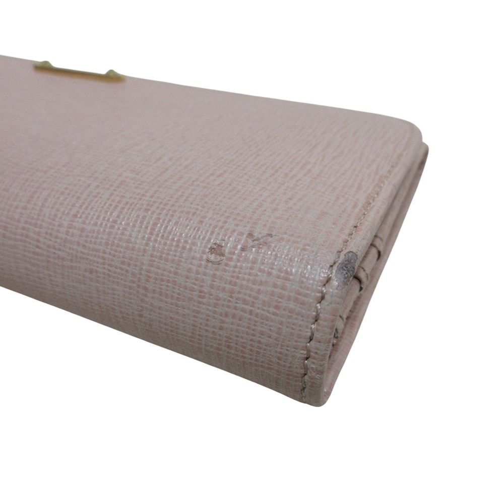 良品 FENDI フェンディ レザー ロゴプレート 二つ折り長財布