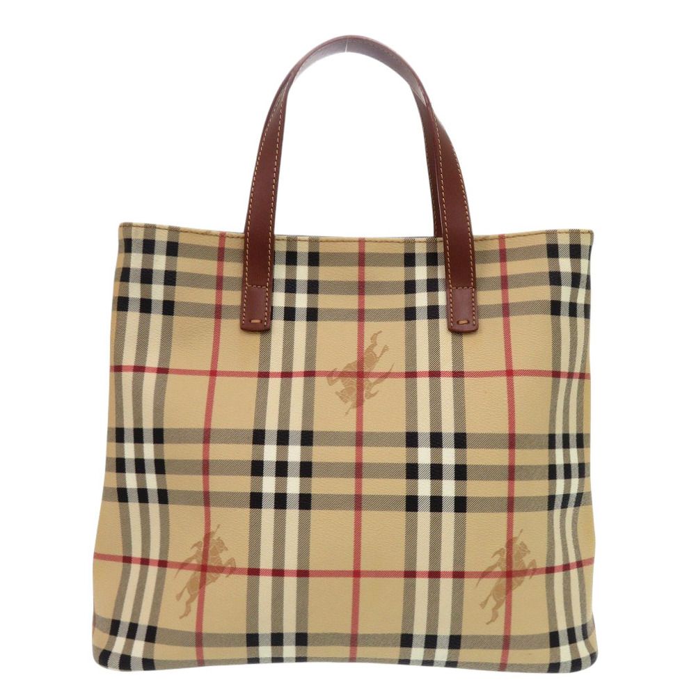 美品 バーバリー シャドーホース ノバチェック PVC レザー ベージュ