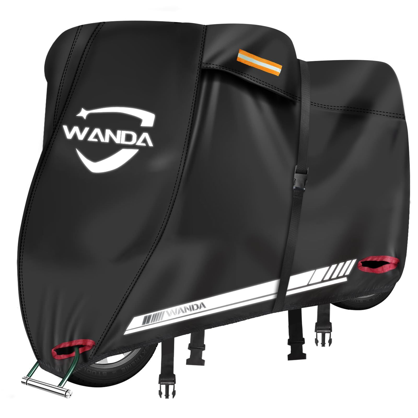 WANDA バイクカバー【420D厚手・全天候型・防水・防寒】破れにくい/耐熱/溶けない/UVカット/色褪せない/超撥水 【50cc ...