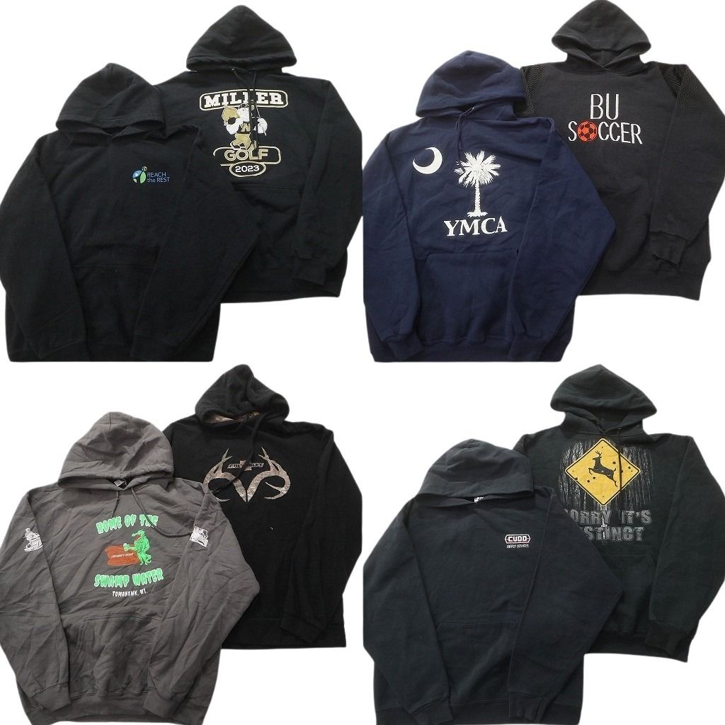 古着卸 まとめ売り カラー パーカー スウェット 8枚セット (メンズ L