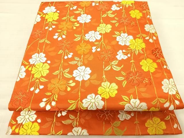 平和屋着物◎六通柄袋帯 唐織 源氏香に枝重桜文様唐織 金糸 正絹 逸品