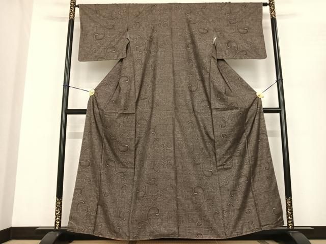 平和屋着物○本場大島紬 カタス9マルキ 唐草文 正絹 逸品 未使用