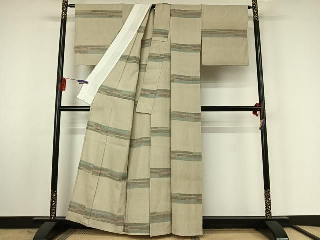 平和屋着物▽結城ちぢみ 単衣 横段文 正絹 逸品 AABF4353jh - メルカリ