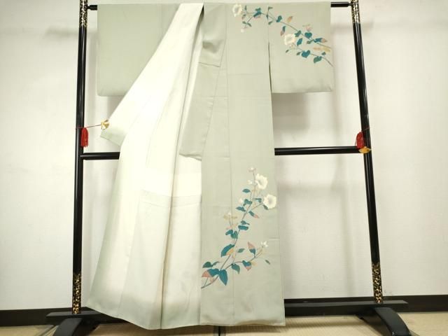 平和屋着物○京加賀糸目友禅作家 山崎巌 訪問着 枝花文 正絹 逸品