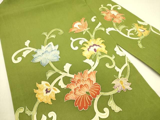 平和屋着物○塩瀬 九寸名古屋帯 更紗花唐草文 金彩 正絹 逸品