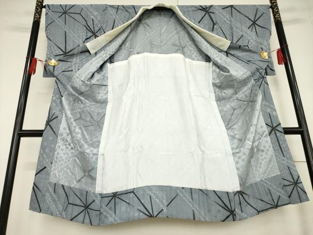 平和屋着物○長襦袢 無双仕立て 幾何学花文 半衿刺繍 正絹 逸品 未使用