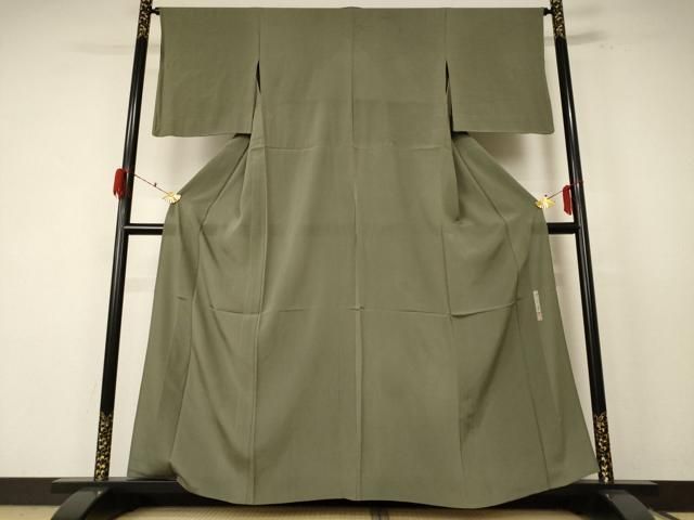 平和屋着物＊夏物 色無地 紗 作家物 柿湯染 鶸茶色 正絹 逸品