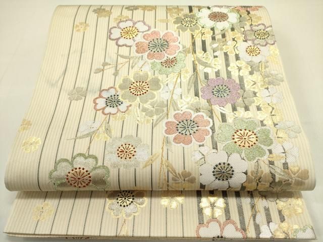 平和屋着物○六通柄袋帯 枝垂れ桜 金銀糸 正絹 逸品 DABB7267op - メルカリ