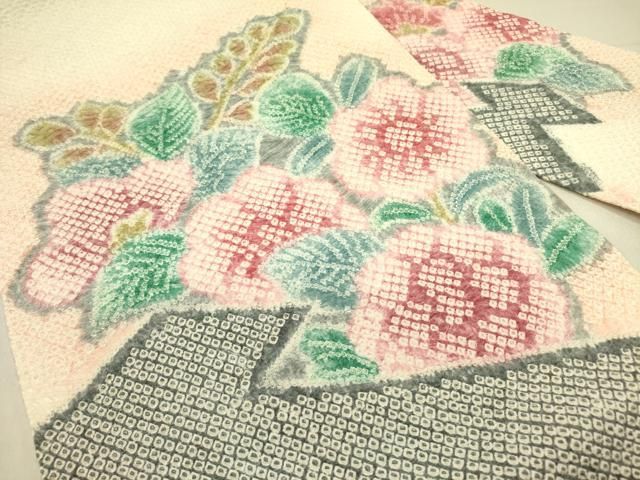 平和屋着物○名門 藤娘きぬたや・総絞り 九寸名古屋帯 総絞り 草花