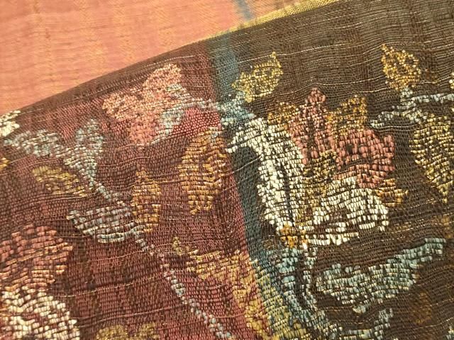 平和屋着物▽西陣 老舗 渡文謹製 手織 すくひ 太鼓柄袋帯 スリー