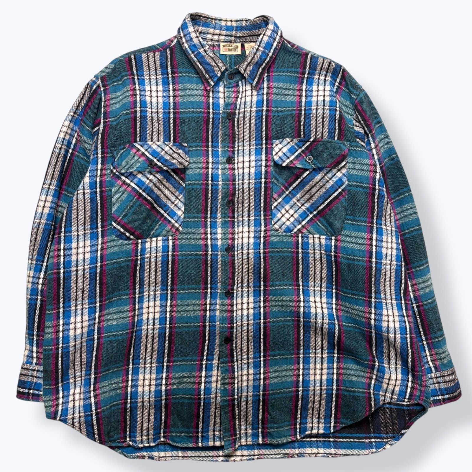 90s Five Brother Plaid Heavy Flannel Shirts 【XXL】 90年代