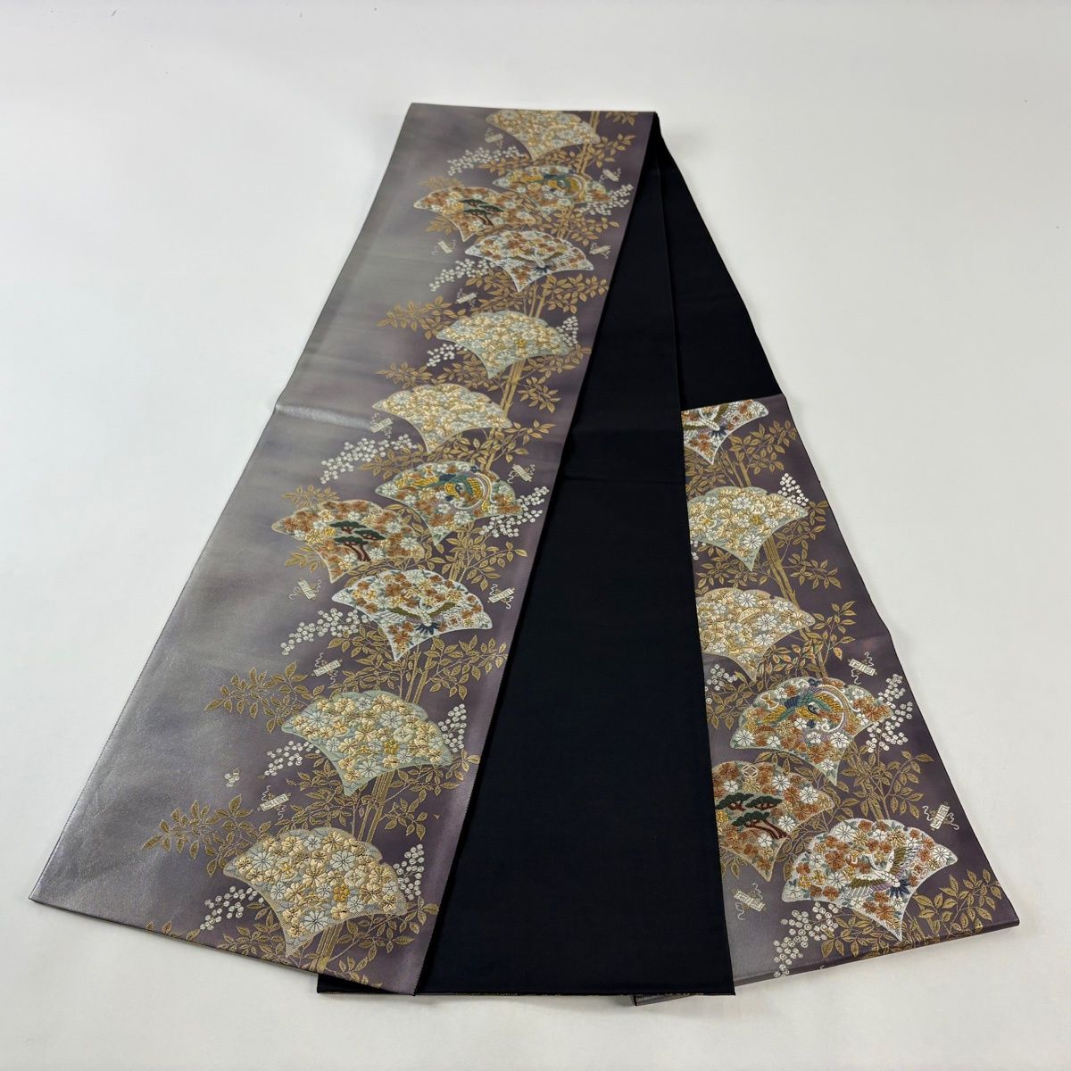 美品】 袋帯 秀品 花鳥 松 金銀糸 刺繍 紫 六通 正絹 【中古】 - メルカリ