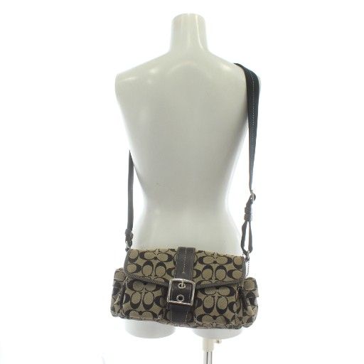 【中古】コーチ COACH ショルダーバッグ キャンバス シグネチャー 総柄 ロゴ 黒 ブラック 6835 /XZ ■GY18 レディース コーチ COACH ショルダーバッグ キャンバス シグネチャー 総柄 ロゴ 黒