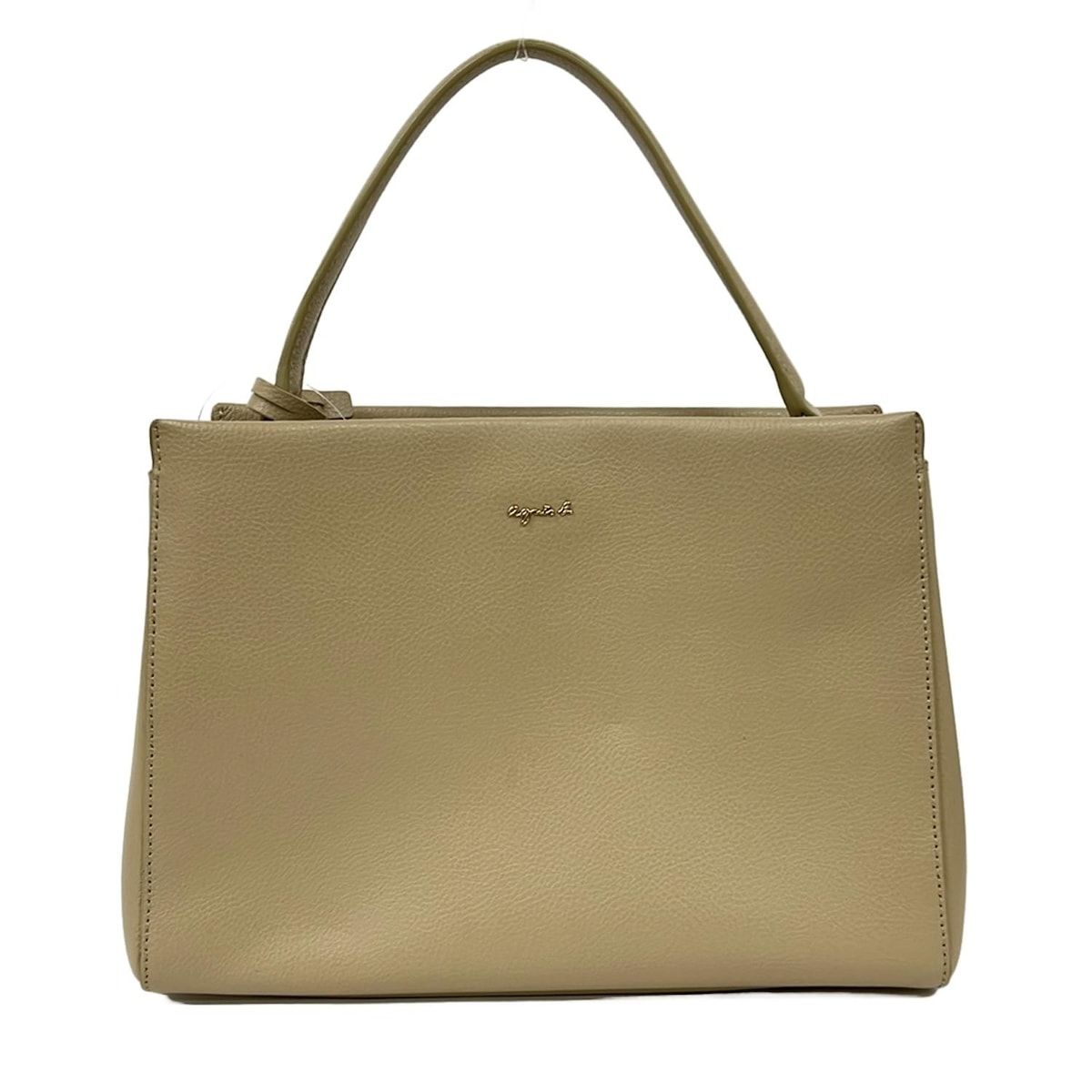 agnes b(アニエスベー) ハンドバッグ - ベージュ レザー - メルカリ