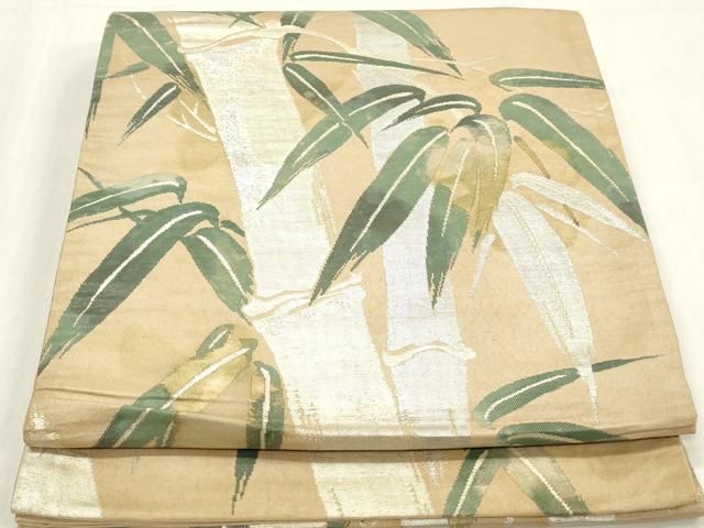 平和屋着物◎六通柄 京袋帯 笹竹文 金銀糸 正絹 逸品 DABA9095qa