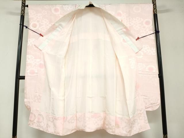 平和屋着物○振袖用長襦袢 袷 雲取り舞桜地紋 暈し染め 半衿刺繍 正絹