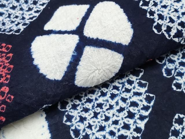 平和屋着物∴夏物 浴衣 有松鳴海絞り 亀甲花文 綿 逸品 CABB6656ng