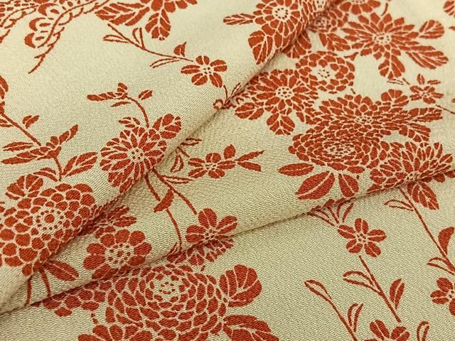 平和屋着物▽上質な小紋 単衣 型染め 草花文 正絹 逸品 AABF4345jh