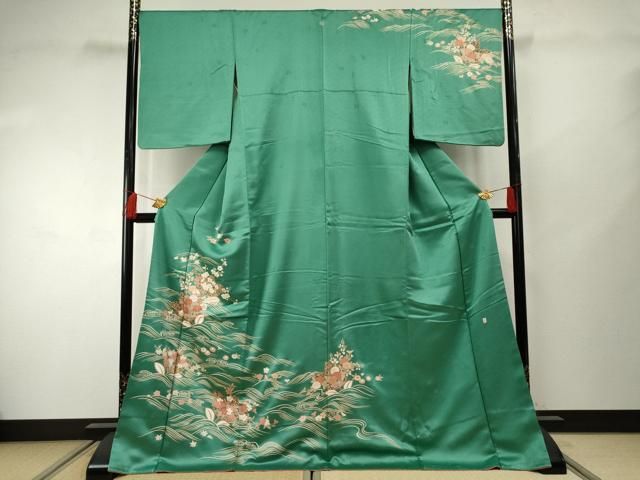 平和屋着物○十日町老舗ブランド 吉澤友禅 吾妻徳穂 訪問着 立波花文